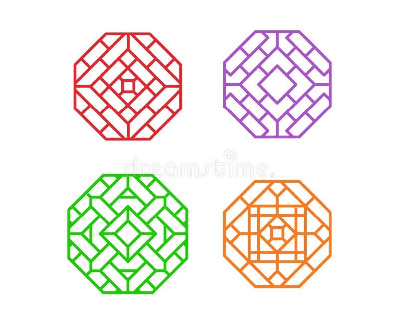 Set of Octagon Korean Pattern Window Frame Stock Vector - Illustration ...