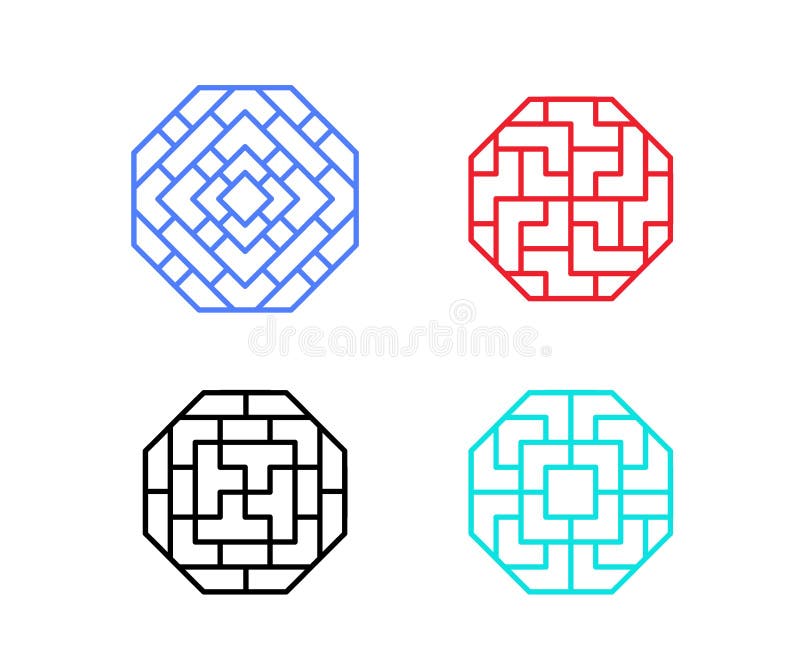 Chinese Octagon Window Frame and Symbol in Vector Stock Vector ...
