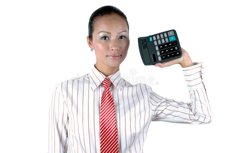 Chinese Office Lady with Calculator Stock Image - Image of counting ...