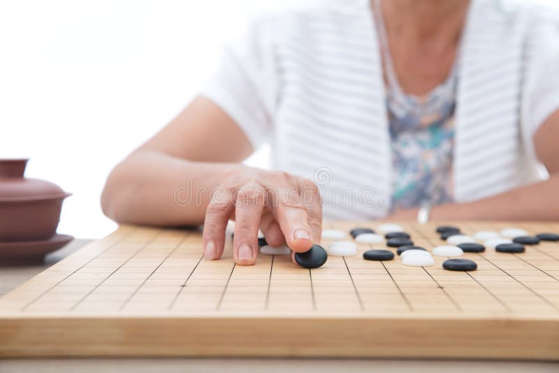 Chinese Old Lady is Playing Chinese Go Stock Photo - Image of ...