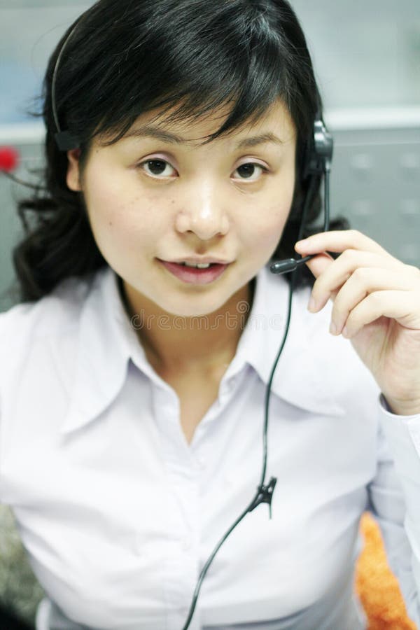 Chinese Operator with Headset Stock Image - Image of glasses, girl: 5156709