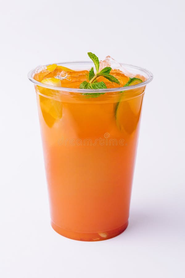 Chinese Orange Juice with Ice and Mint Stock Image - Image of beverage ...