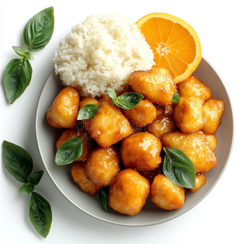 Chinese Orange Rice on a Plate, Isolated with a Transparent Backdrop ...