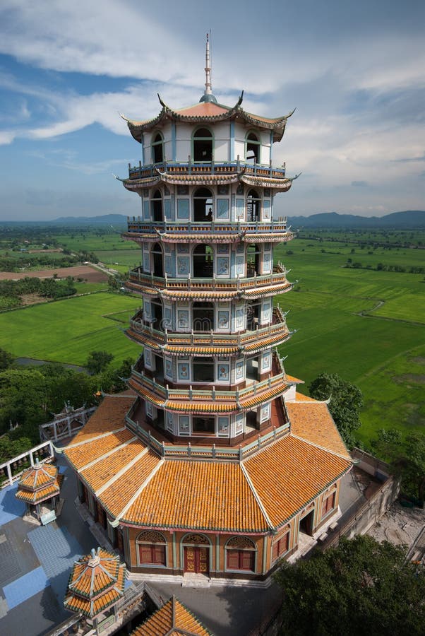 Chinese Temple - Seven Level Pagoda - Red Tone Stock Photo - Image of ...
