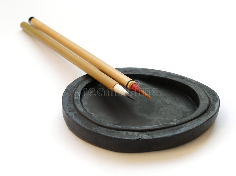 Chinese Paintbrushes Ink Stone Stock Image - Image of calligraphic ...