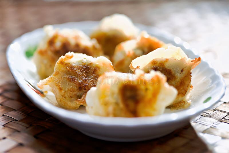 Chinese Pan Fried Dumplings Stock Photo - Image of fried, comfort ...
