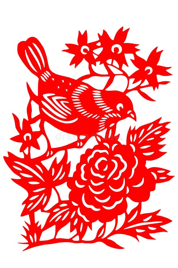 Chinese paper-cut bird stock image. Image of bird, white - 37047053