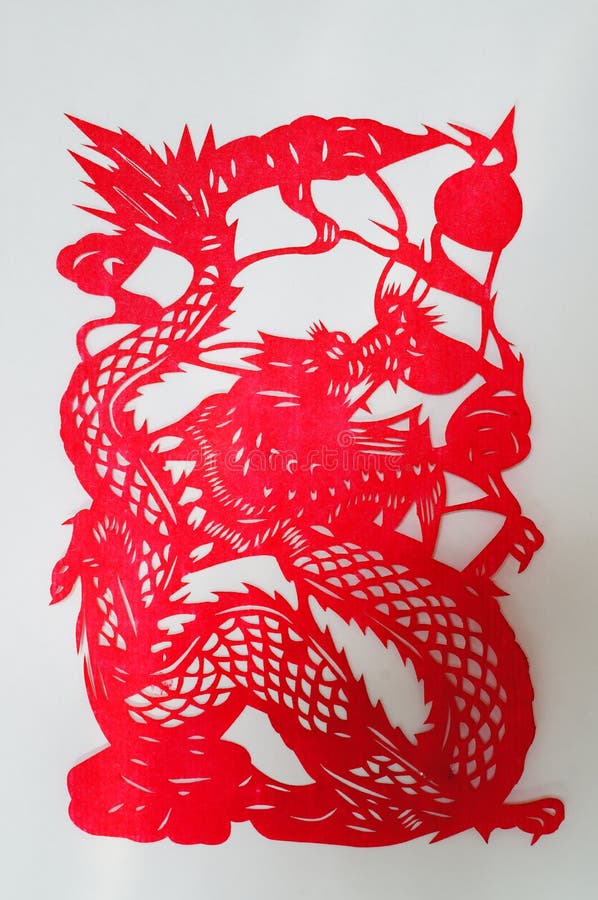 The Chinese Paper-cut Dragon Stock Image - Image of festive, papercut ...