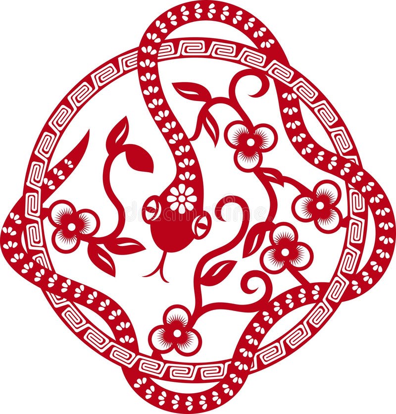 Chinese Paper Cut Snake As Symbol of Year Stock Vector - Illustration ...