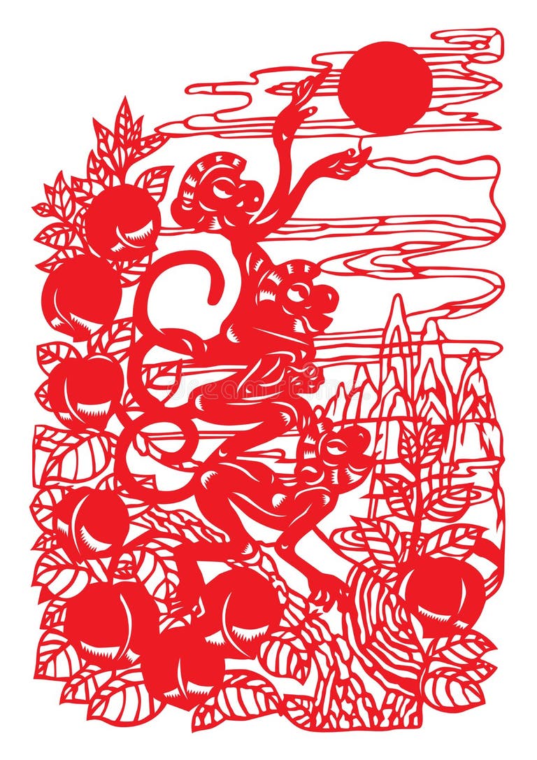 Vector Traditional Chinese Monkey Paper Cutting Stock Illustrations ...