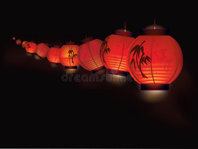 Chinese Paper Lantern Garland Stock Vector - Illustration of color ...