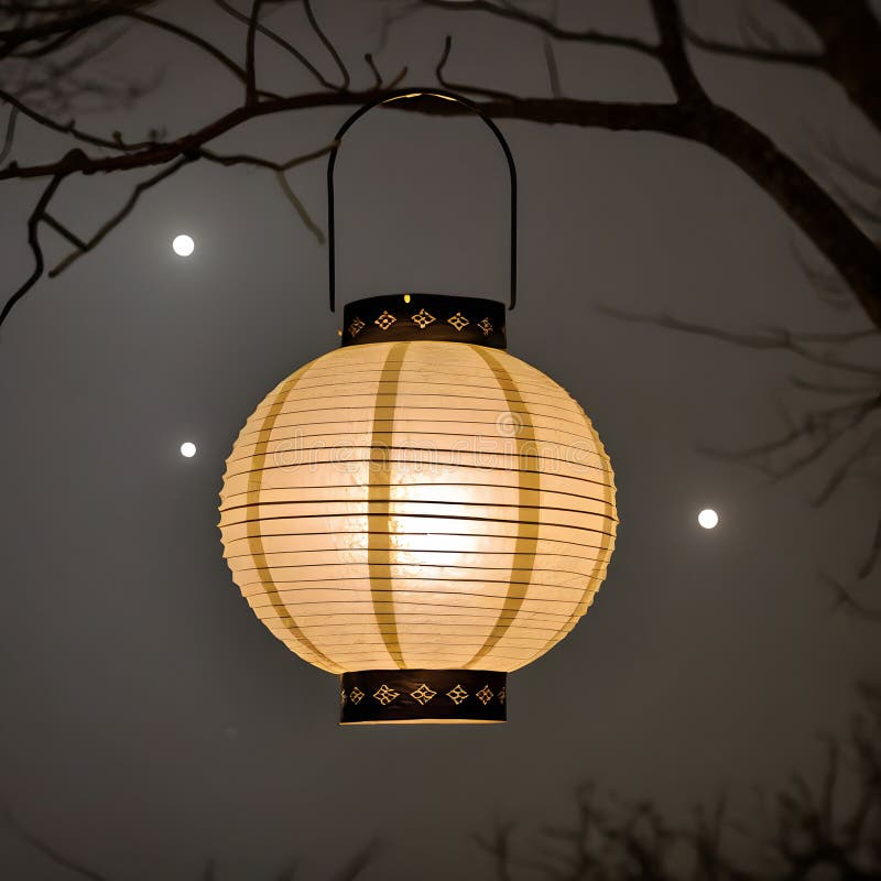 Chinese Paper Lanterns Fly and Light, AI-generated Stock Illustration ...