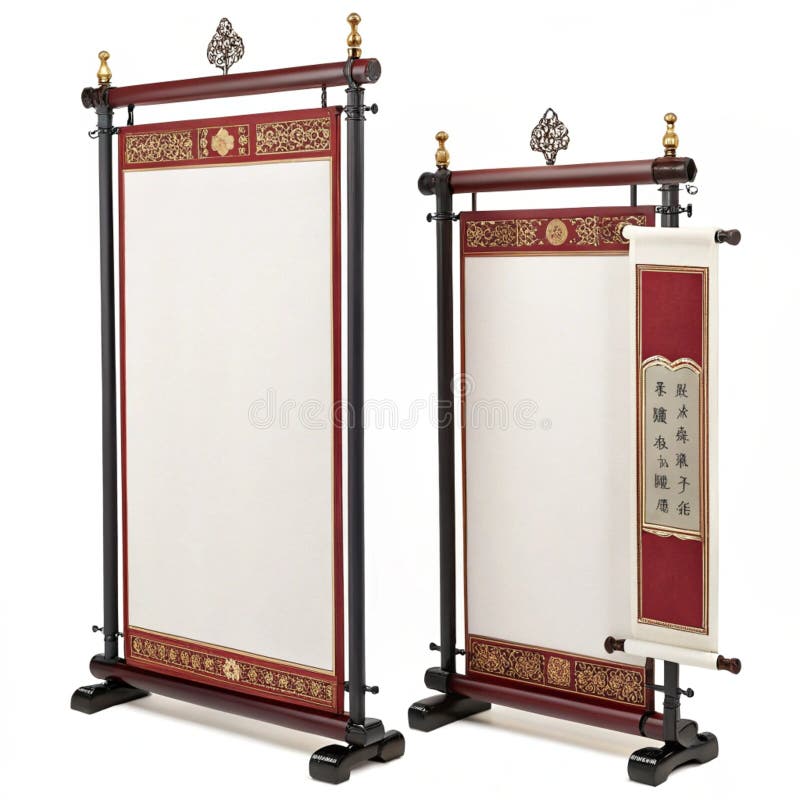 Chinese Paper Scroll Vector Dialogue Frame Set Isolated on White ...