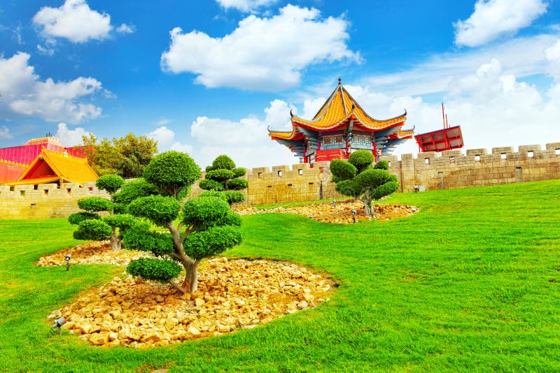 Chinese park . stock photo. Image of lawn, botanical - 47904672