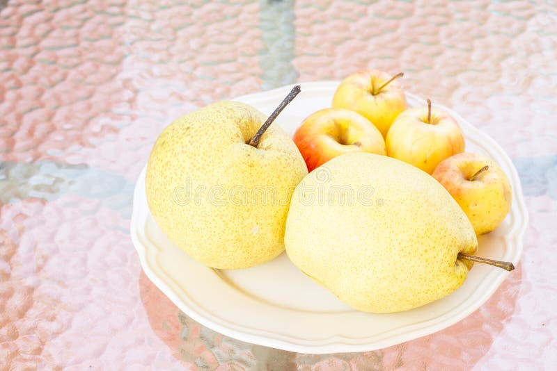 Chinese pear and apple. stock image. Image of healty - 46636113