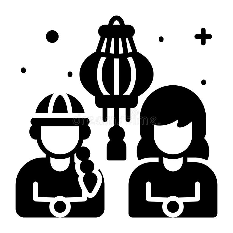 Chinese People Avatar with Lantern Denoting Chinese New Year Stock ...