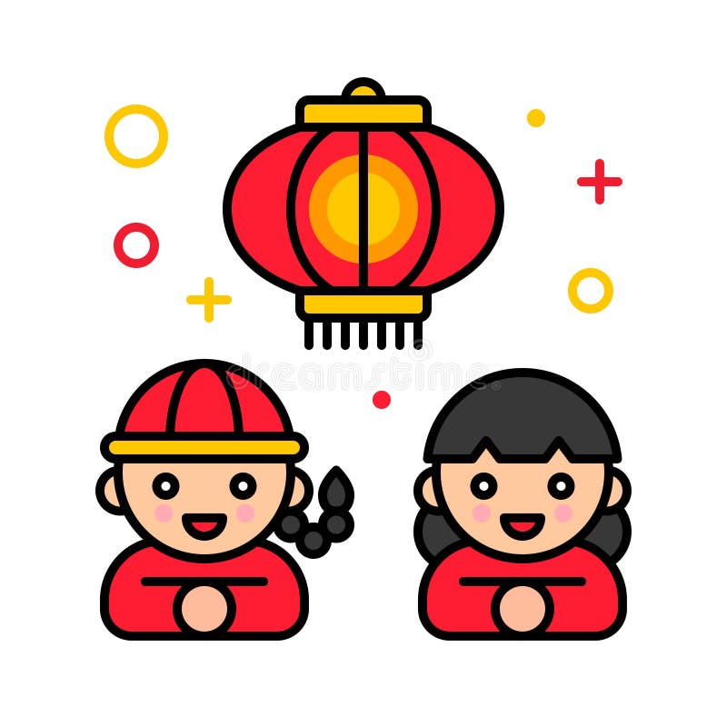 Chinese People Greeting, Chinese New Year Filled Icon Stock Vector ...