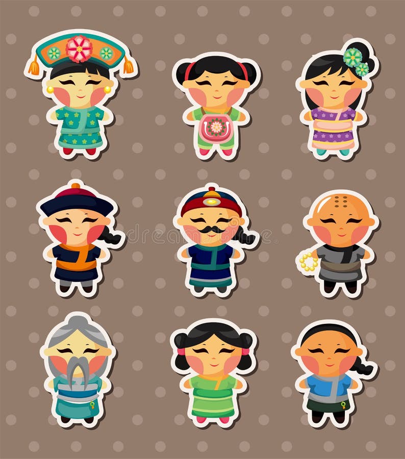Chinese people stickers stock vector. Illustration of collection - 26295018
