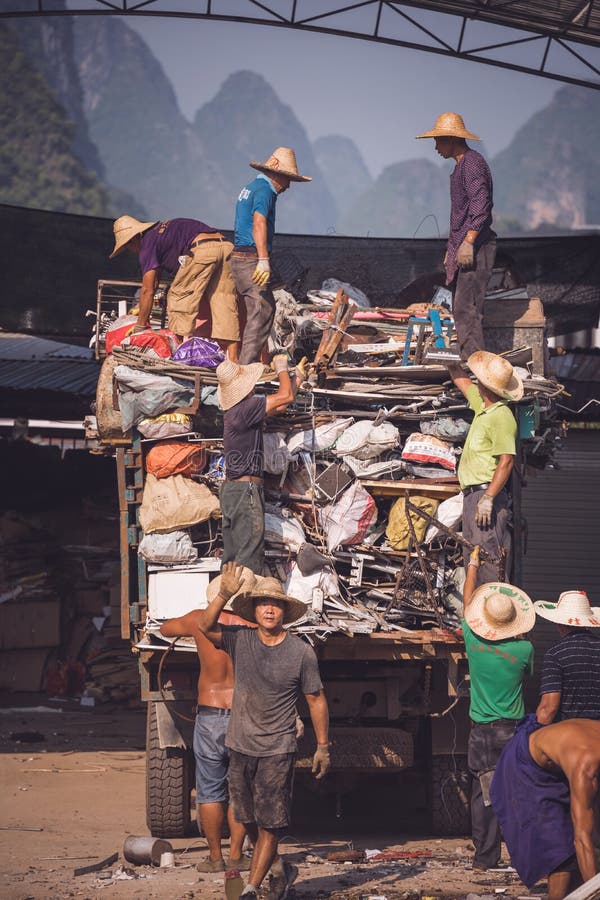 Chinese People Working on Metal Recycling Yard Editorial Photography ...