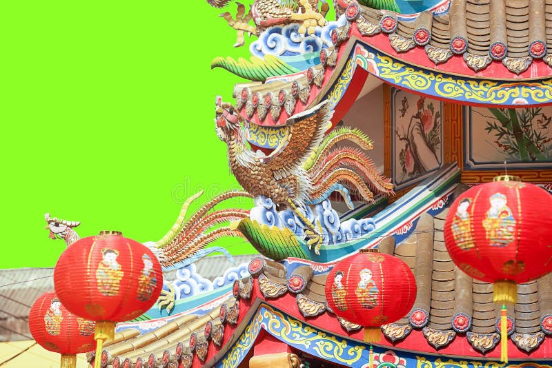 Chinese Phoenix on Temple Roof Stock Photo - Image of phoenix ...
