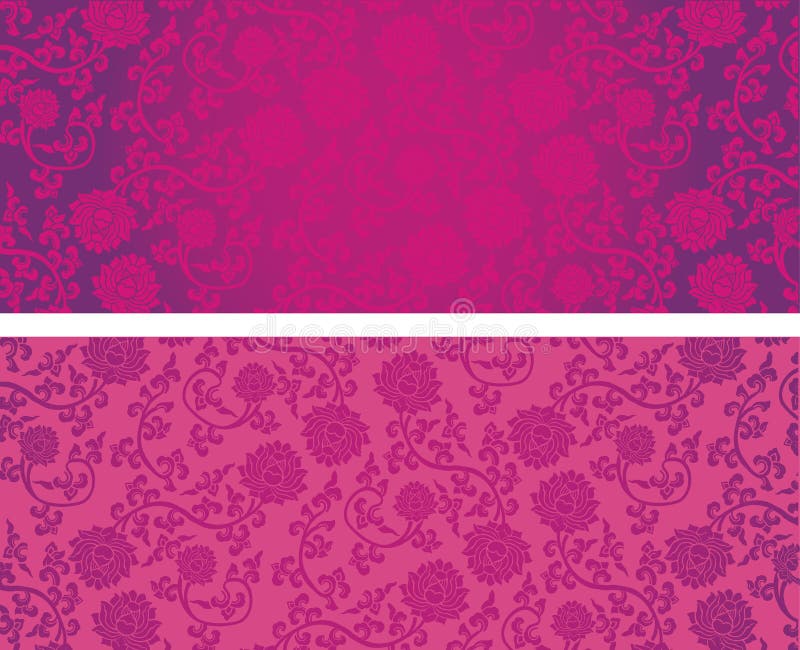 Chinese Pink and Purple Lotus Horizontal Banners Stock Vector ...