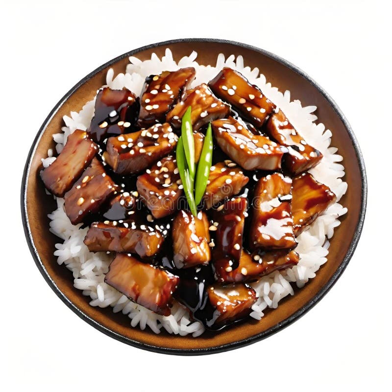 Chinese Pork Ribs with Sauce on Hot Rice Stock Illustration ...