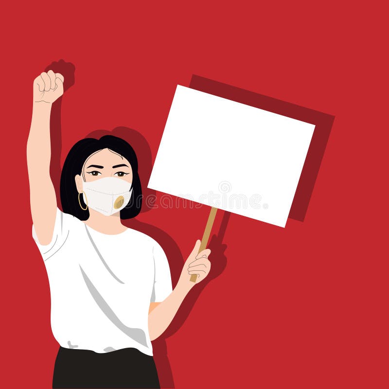 Chinese Protester Holding Empty Banner Stock Vector - Illustration of ...