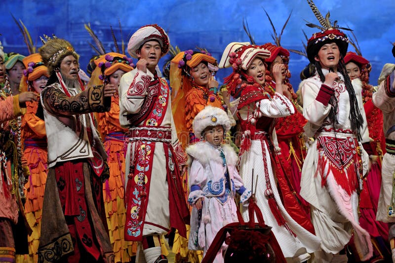 Chinese Qiang ethnic dance editorial stock photo. Image of attire ...