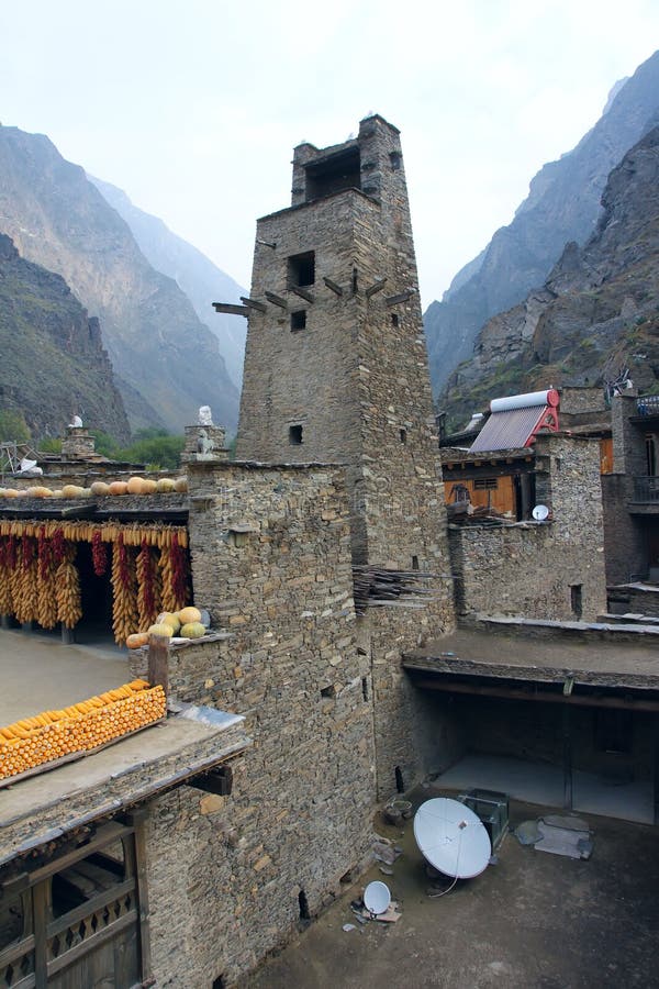 Chinese Qiang Ethnic Minority Tower Stock Image - Image of village ...