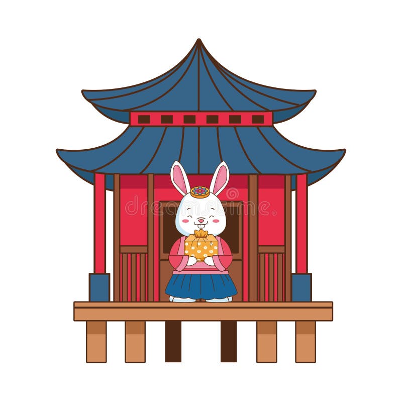 Chinese Rabbit with Giftbox Character Stock Vector - Illustration of ...