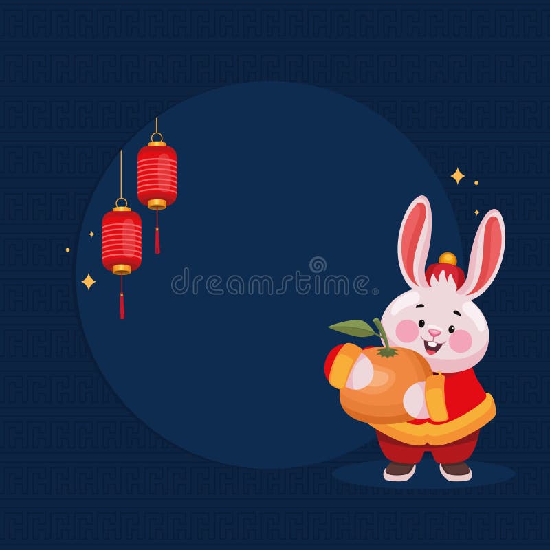 Chinese Rabbit with Orange Fruit Stock Vector - Illustration of animal ...