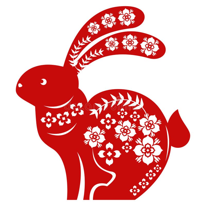 Chinese Rabbit Red Silhouette Stock Vector - Illustration of asian ...