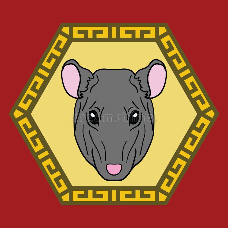 Chinese Rat Horoscope Sign. Vector Illustration Decorative Design Stock ...
