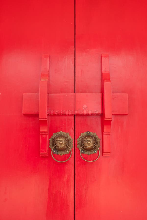 Chinese red door stock photo. Image of rings, knob, latch - 17474674