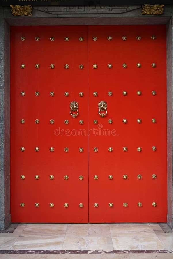 Chinese Red Door with Ornaments Stock Image - Image of ornaments ...