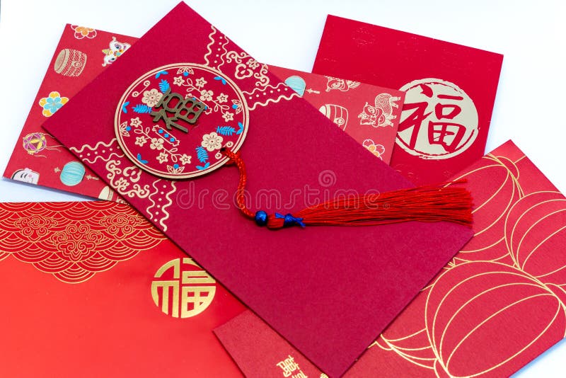 Chinese Red Envelope with Rabbit Figure and White Background. Stock ...