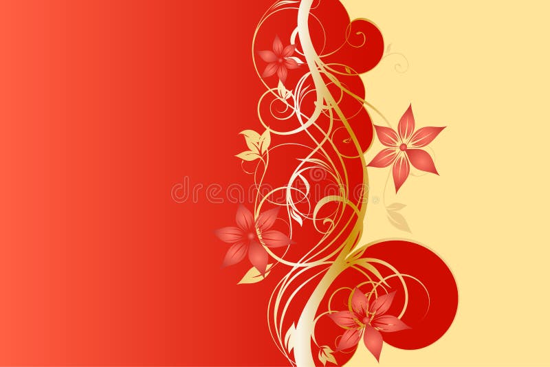 The Chinese Red and Golden Floral Background Template Stock Vector ...