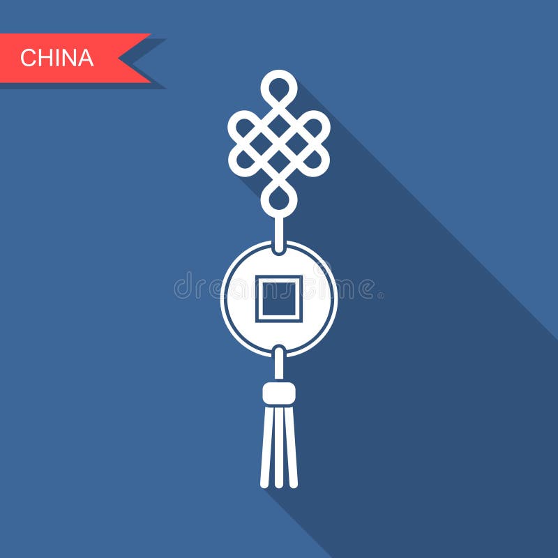 Chinese Red Knot Illustration. Vector Icon with Shadow. Chinese ...