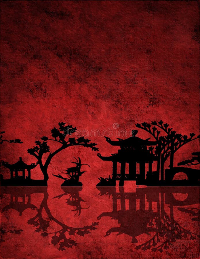 Chinese Red Landscape stock illustration. Illustration of craft - 3308467