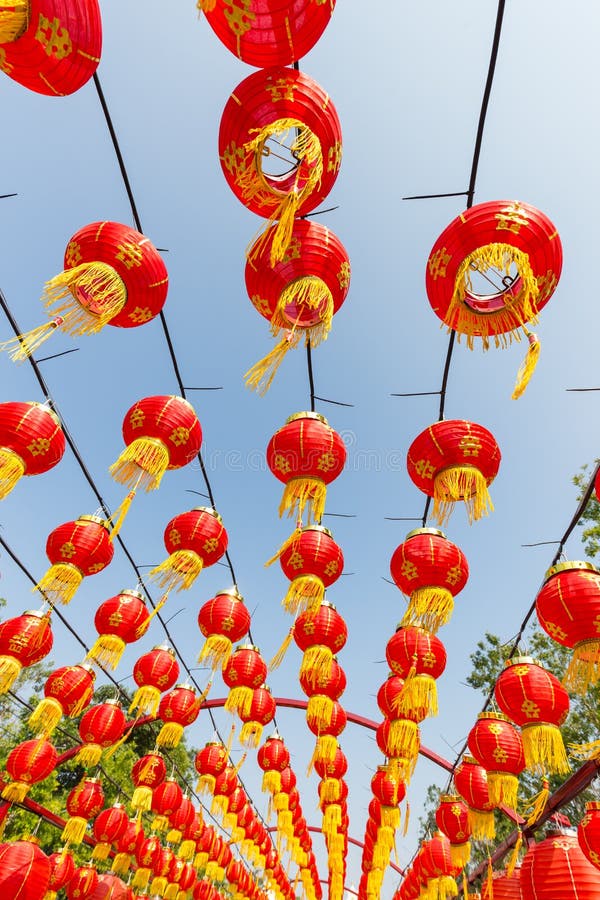 Chinese Red Lantern Decorations Stock Photo - Image of buddhism ...