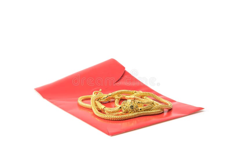Chinese Red Pockets and Neck Lace Gold Stock Image - Image of gold ...