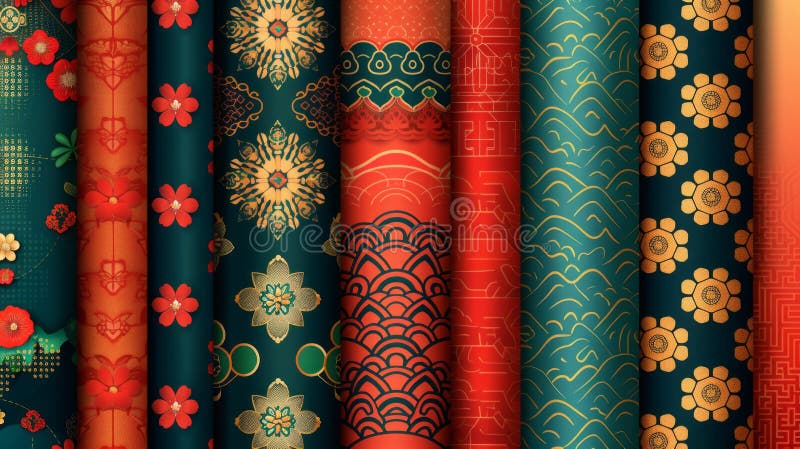 Chinese Red Silk with Beautiful Patterns Stock Photo - Image of eastern ...