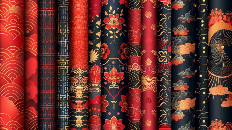 Chinese Red Silk with Beautiful Patterns Stock Photo - Image of ...