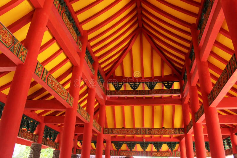Chinese Red Temple stock photo. Image of yellow, auditorium - 202081468