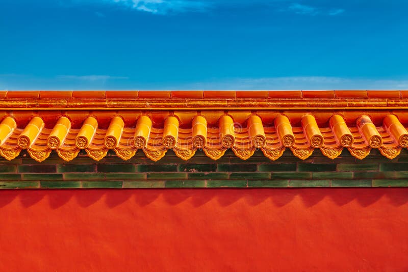 Chinese Red Wall and Blue Sky Stock Photo - Image of macro, concrete ...