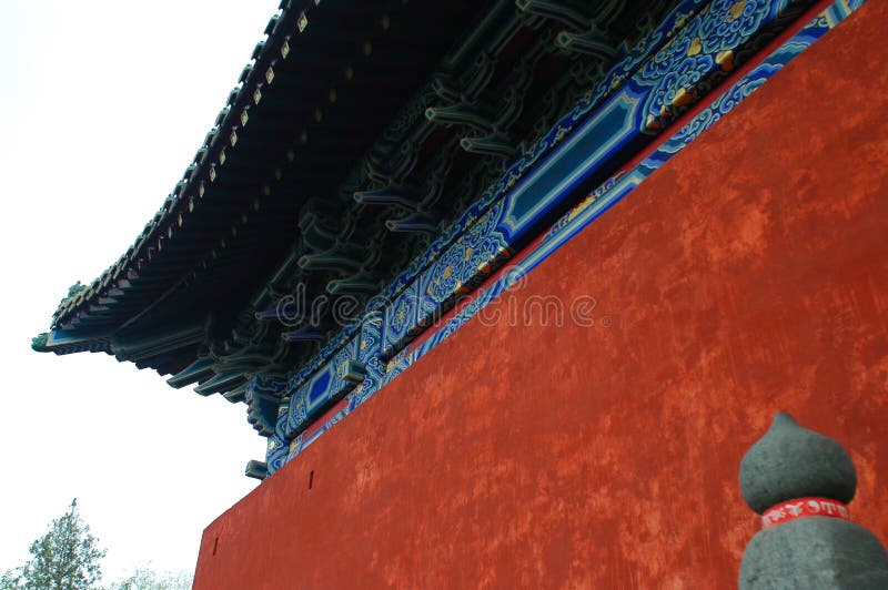 Chinese red wall and eaves stock photo. Image of chinese - 5043466