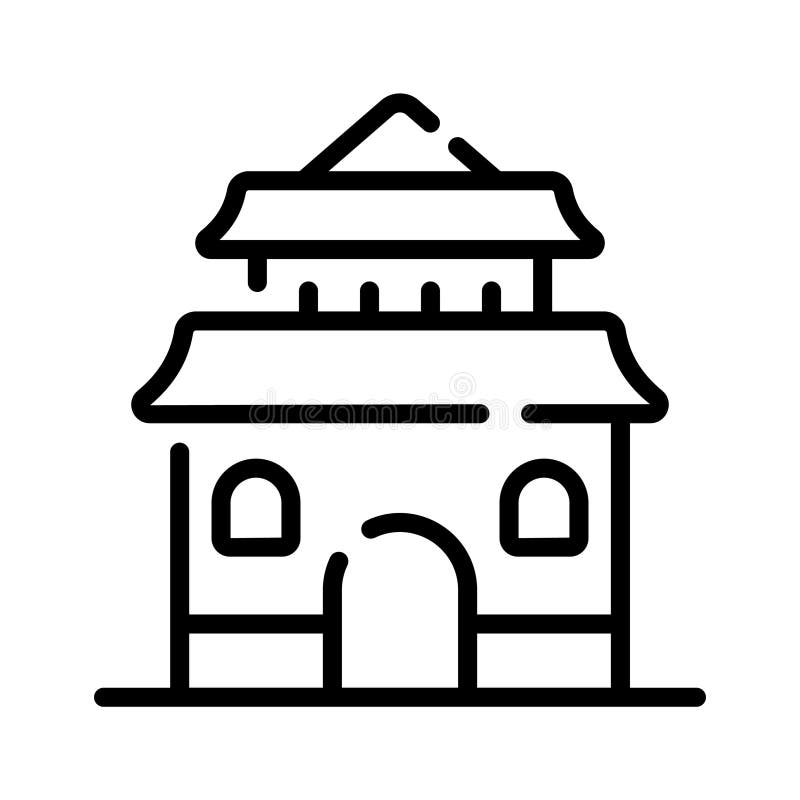 Chinese Religious Building Vector Design, Chinese Temple Icon Stock ...