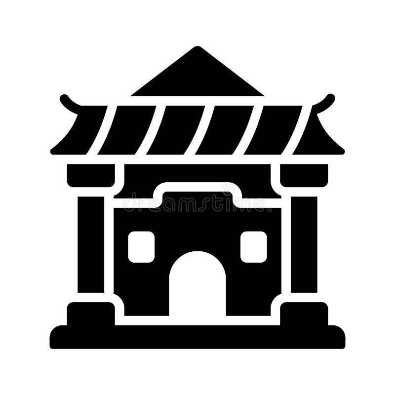 Chinese Religious Building Vector Design, Chinese Temple Icon Stock ...