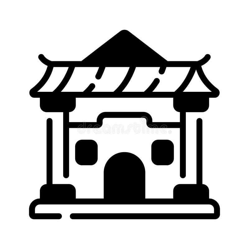 Chinese Religious Building Vector Design, Chinese Temple Icon Stock ...