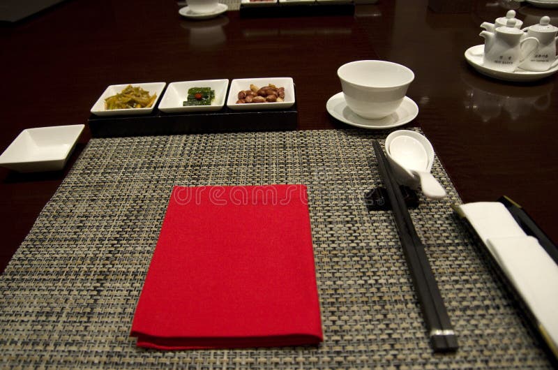 Chinese table setting stock image. Image of bouquett - 12439167